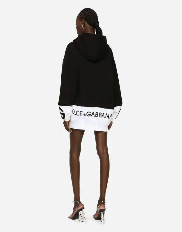 Dolce & Gabbana Dg Logo Color Block Hoodie Dress
