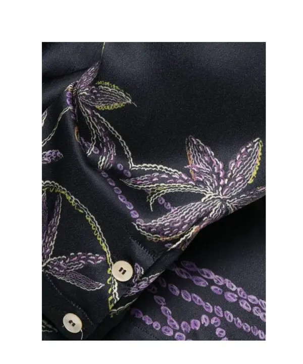 FORTE_FORTE Embroidered Lapel Collar Button-up Top
