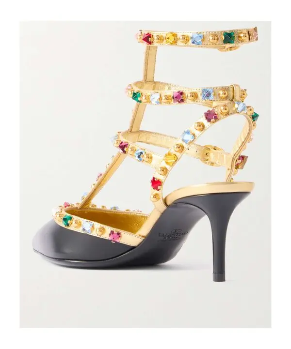 Valentino Garavani Embellished T-bar Sandals - Black