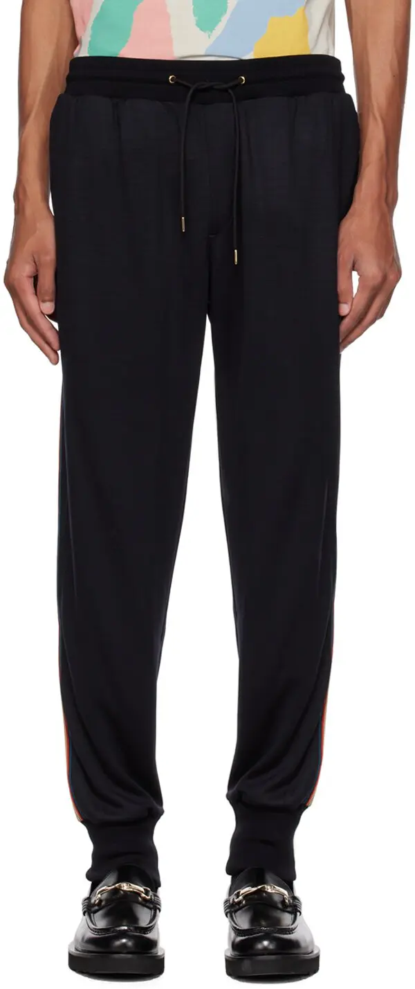 Paul Smith Stripe Detailed Drawstring Jogging Pants - Black