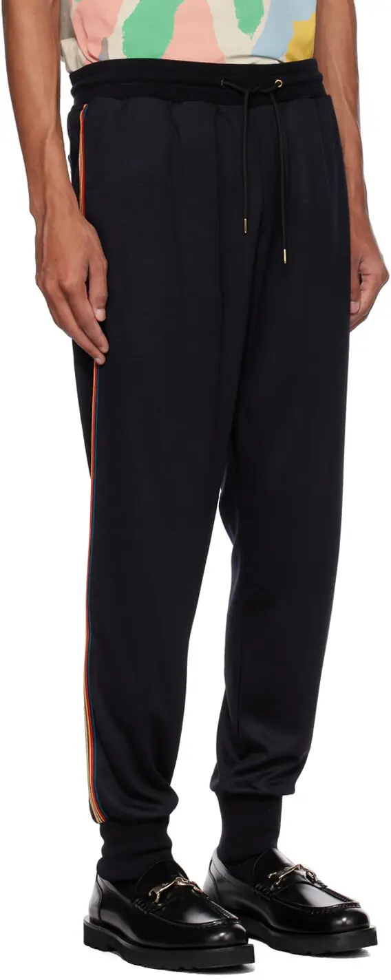 Paul Smith Stripe Detailed Drawstring Jogging Pants - Black