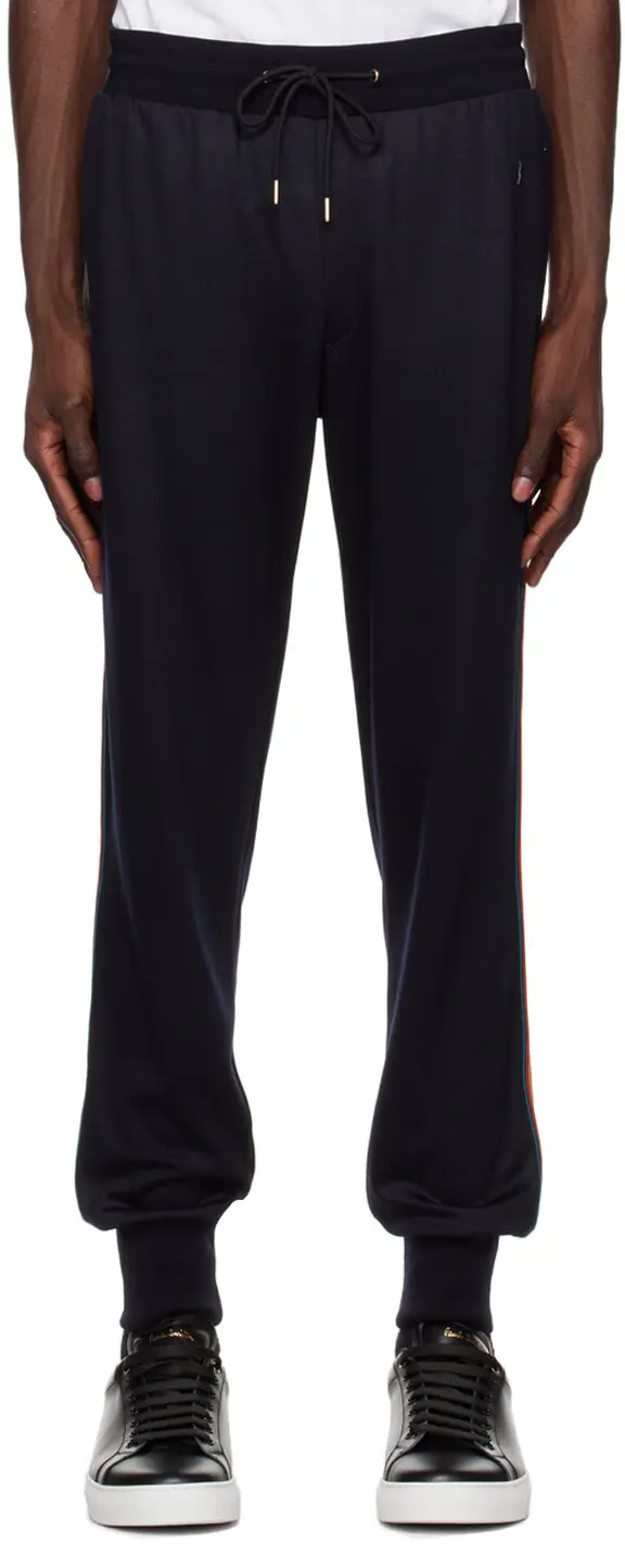 Paul Smith Stripe Detailed Drawstring Jogging Pants - Black