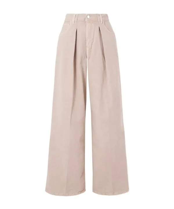 HAIKURE Candy Pleated Mid-rise Wide-leg Jeans - Nude