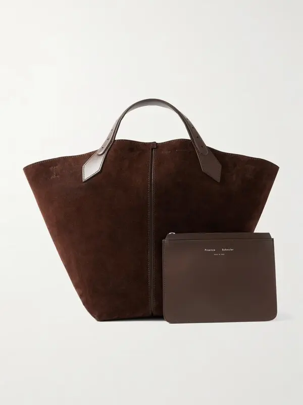 Proenza Schouler Large Suede Shoulder Bag With Leather Trim - Chocolate-colored