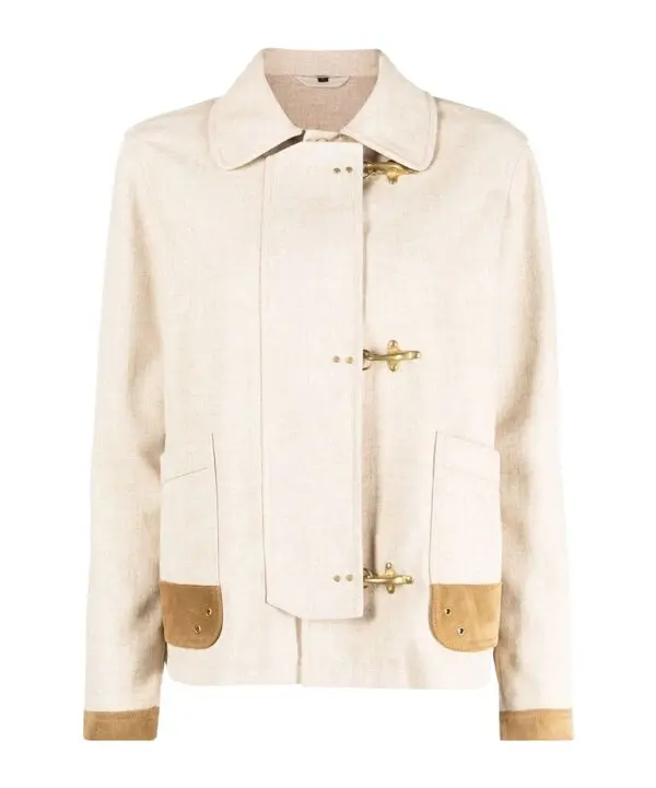 FAY Triple Hook Fastening Coat - White
