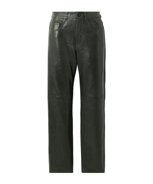 BLAZÉ MILANO Snake-effect Leather Straight-leg Pants - Black