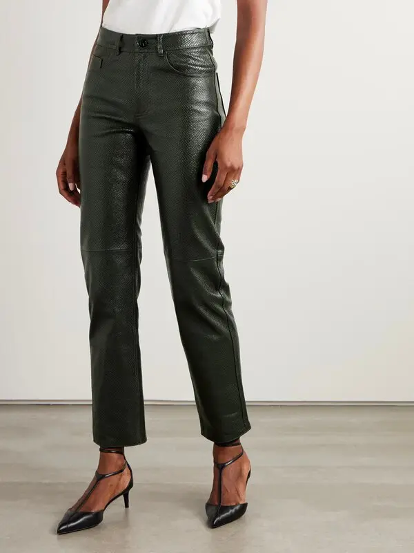 BLAZÉ MILANO Snake-effect Leather Straight-leg Pants