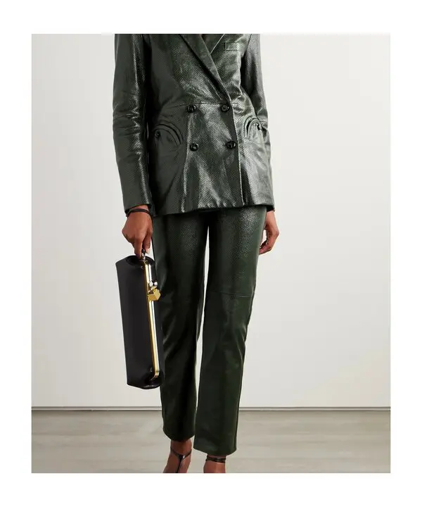 BLAZÉ MILANO Snake-effect Leather Straight-leg Pants