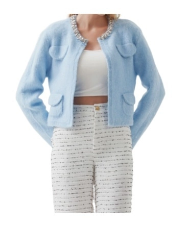 Marissa Chiara Embellished Crewneck Long Sleeve Jacket