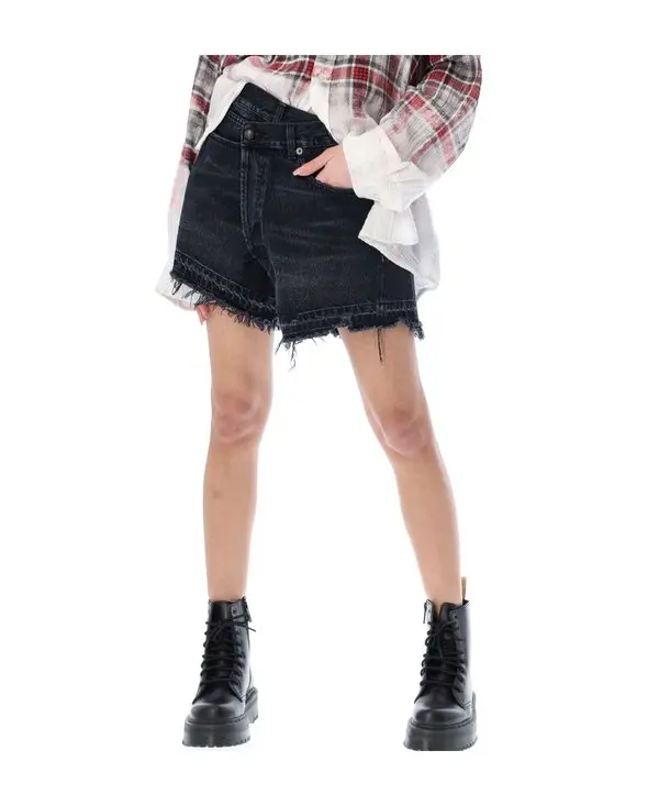 R13 Trimmed Denim Shorts - Black