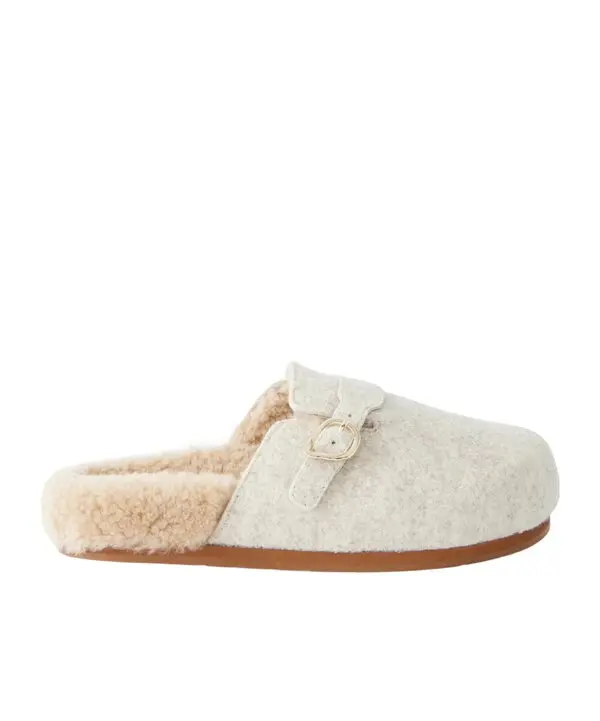 ANCIENT GREEK SANDALS Round Toe Mules With Buckle Detail - Nude