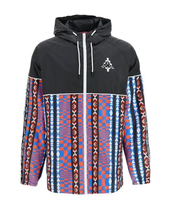 MARCELO BURLON COUNTY OF MILAN X Kappa Geometric Patterned Zip-up Hooded Jacket