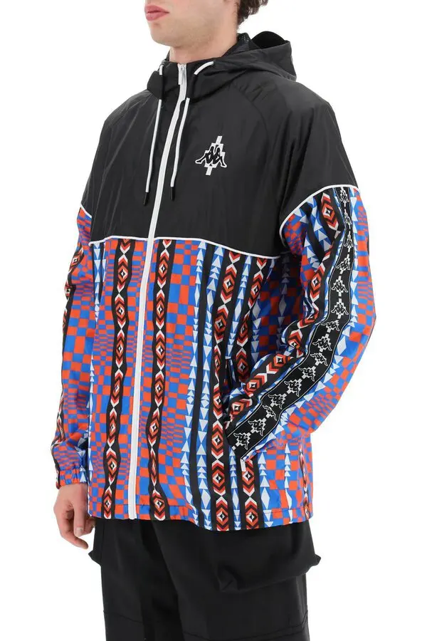 MARCELO BURLON COUNTY OF MILAN X Kappa Geometric Patterned Zip-up Hooded Jacket
