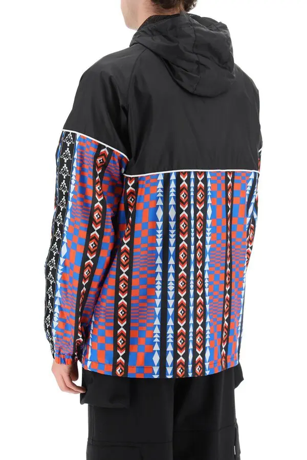 MARCELO BURLON COUNTY OF MILAN X Kappa Geometric Patterned Zip-up Hooded Jacket