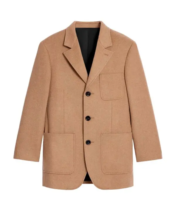 Celine Tailored Jacket In Cashmere Flannel - Light Brown