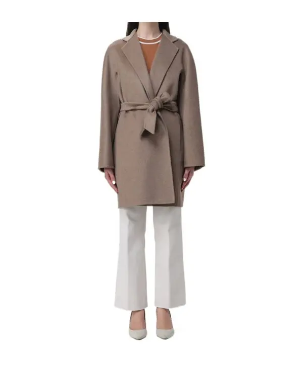 Max Mara Short Cashmere Wrap Coat - Gray