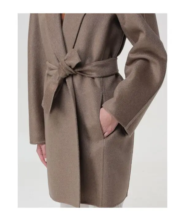 Max Mara Short Cashmere Wrap Coat - Gray