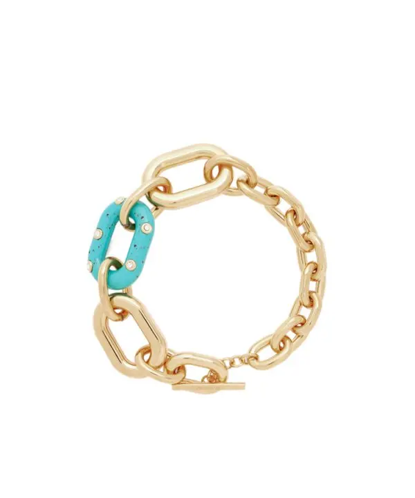 Rabanne Link Choker Necklace - Gold/turquoise