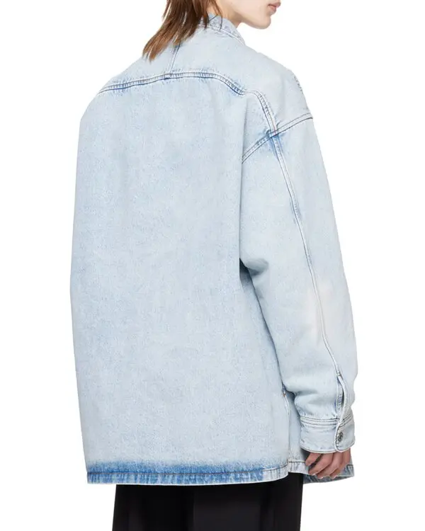 AMI Paris De Coeur Denim Overshirt - Gray