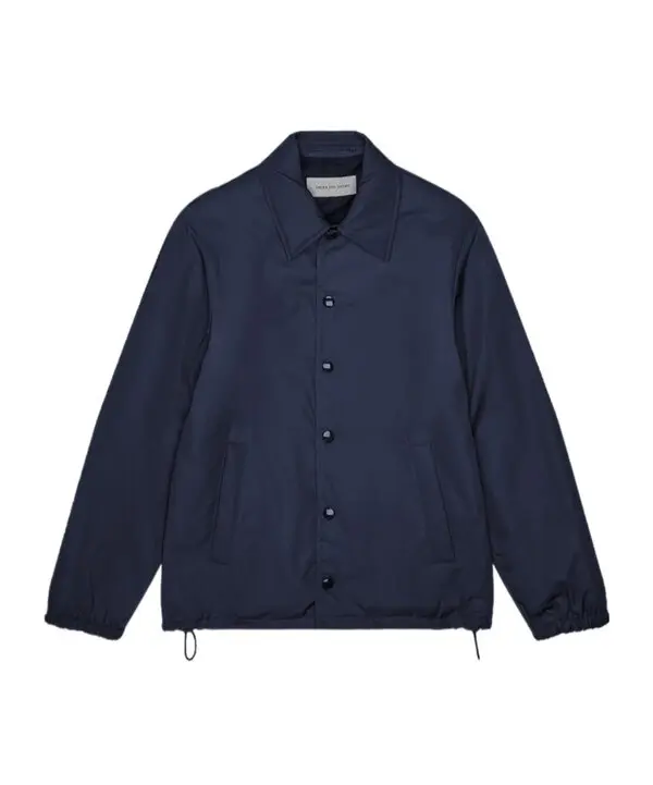 Dries Van Noten Long Sleeve Collared Jacket With Drawstring Hem - Navy Blue