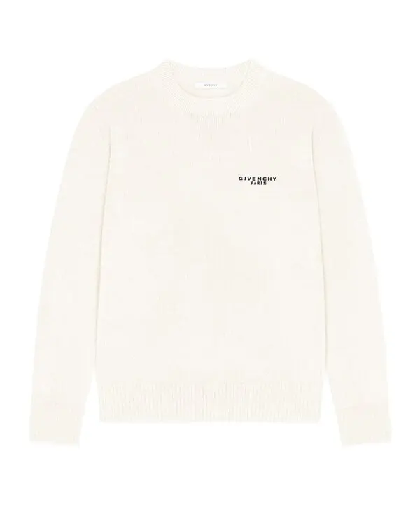 Givenchy Paris Signature Embroidered Knitted Jumper - Ivory