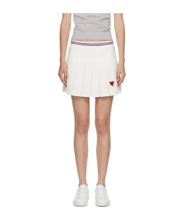 MARISSA CHIARA Pleated Skirt With Striped Waistband And Embroidered Logo