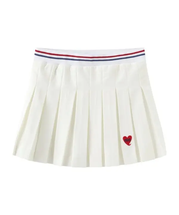 MARISSA CHIARA Pleated Skirt With Striped Waistband And Embroidered Logo