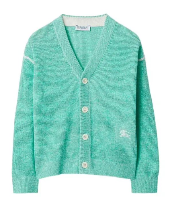 Burberry Knitted Cardigan With Equestrian Rider Embroidery - Green