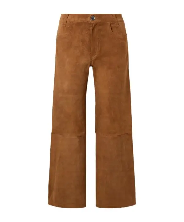 Stouls Lilou Cropped Suede Wide-leg Pants - Brown