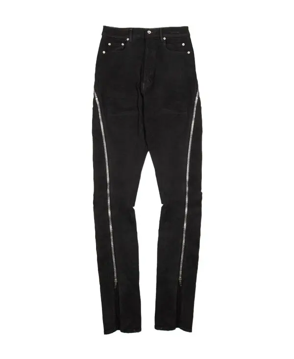 Rick Owens Zip Detail Slim Fit Jeans - Black
