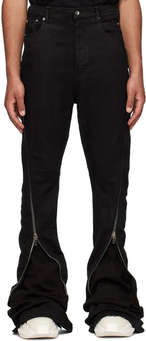 Rick Owens Zip Detail Slim Fit Jeans - Black