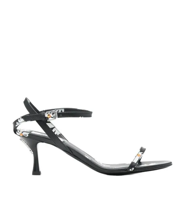 Moschino Open-toe High-heeled Sandals With Floral Print And Buckle Ankle Strap