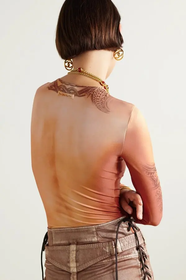 JEAN PAUL GAULTIER Trompe L'oeil Printed Stretch-jersey Bodysuit
