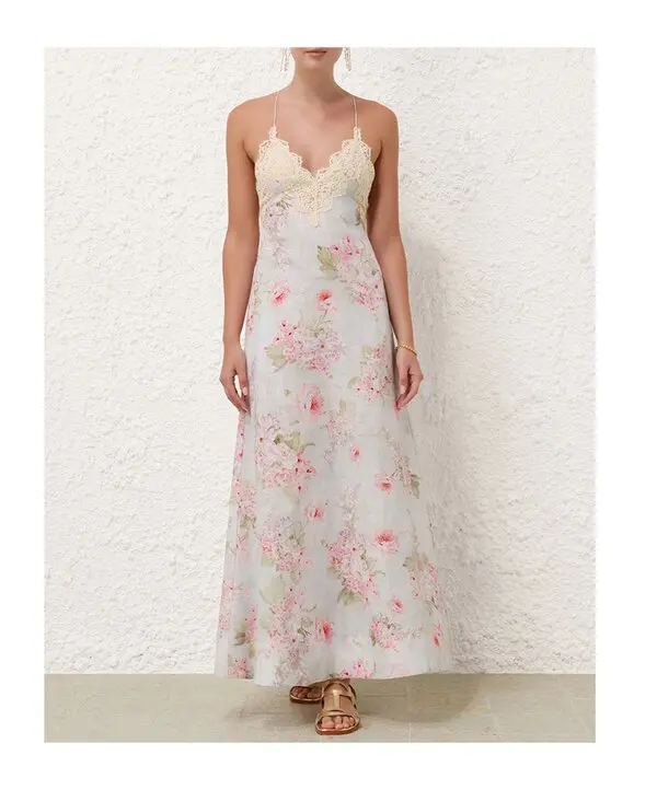 Zimmermann Floral Lace Trim Maxi Dress