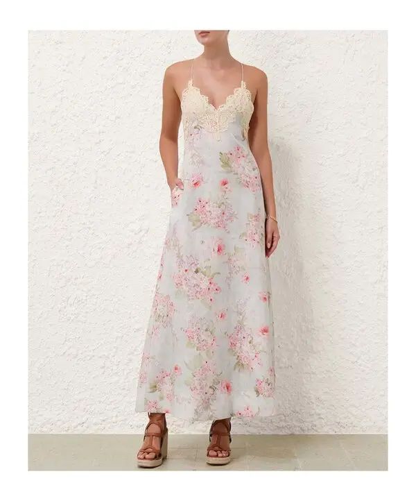 Zimmermann Floral Lace Trim Maxi Dress