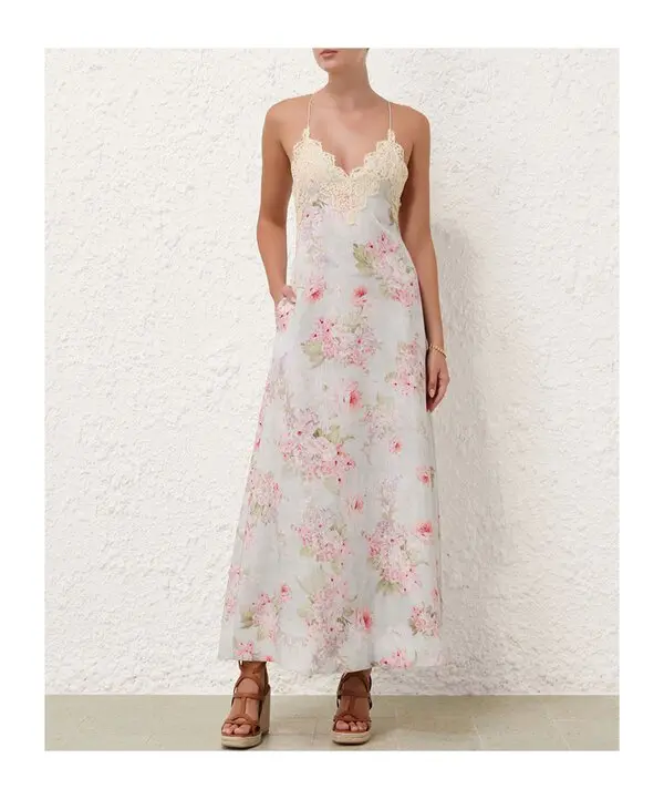 Zimmermann Floral Lace Trim Maxi Dress