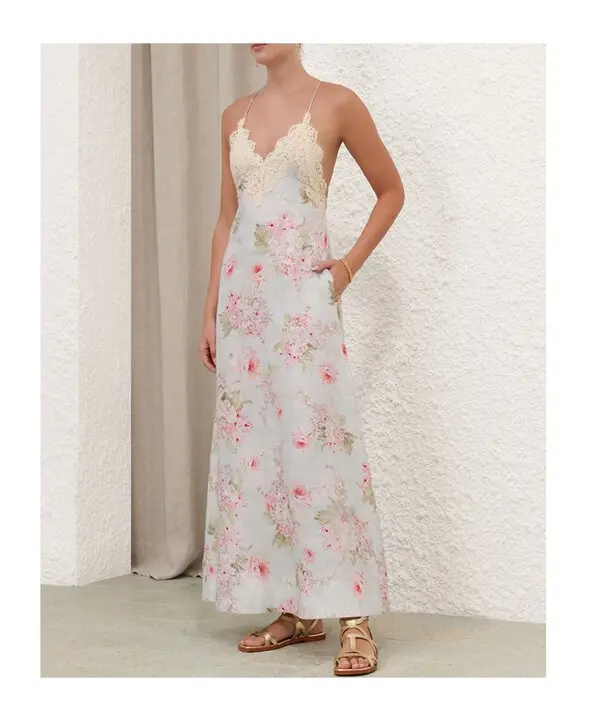 Zimmermann Floral Lace Trim Maxi Dress