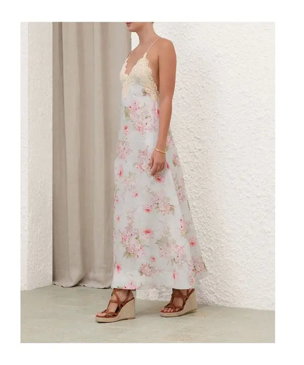 Zimmermann Floral Lace Trim Maxi Dress