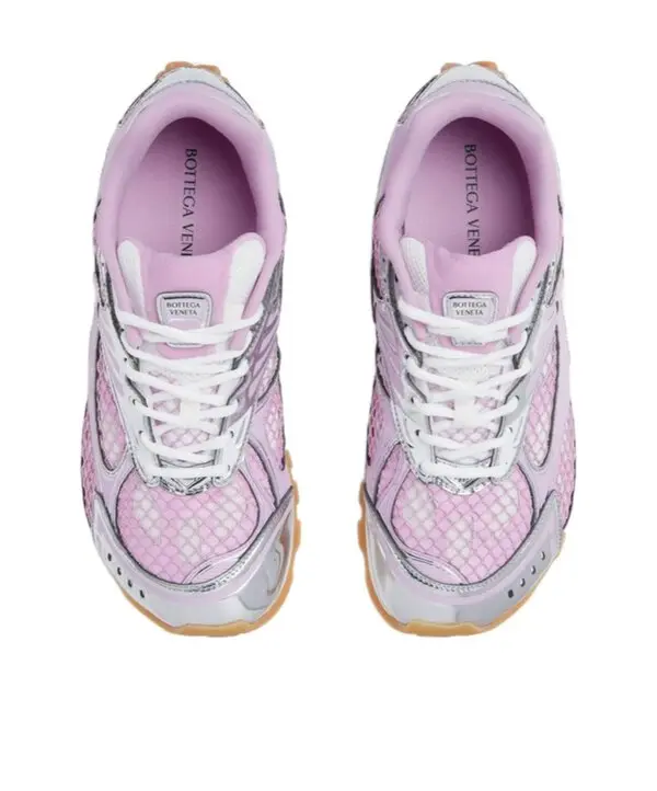 Bottega Veneta Orbit Lace-up Sneakers - Glossy Pink/silver