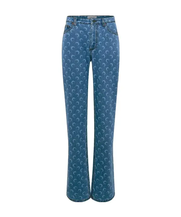 MARINE SERRE Allover Moon Print Straight-leg Jeans
