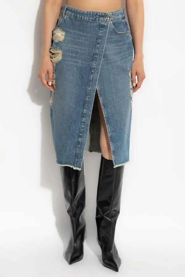 Blumarine Effect Denim Skirt