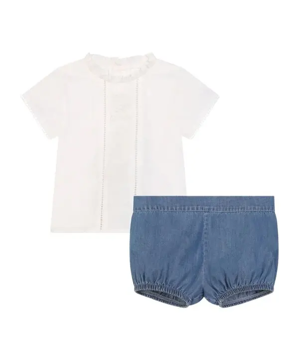 Chloé Short-sleeved Shirt And Elastic Waist Shorts Set - White