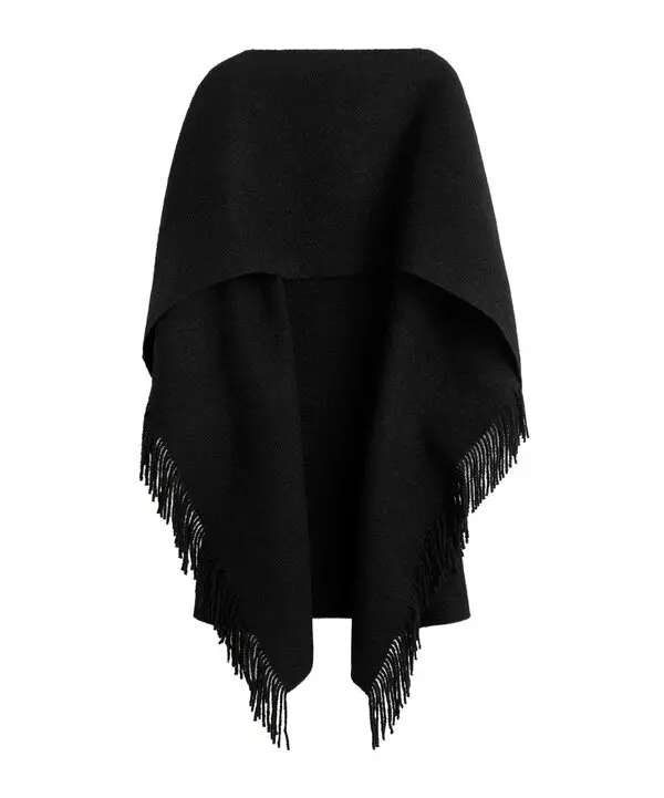 TOTEME Fringed Knitted Poncho - Black
