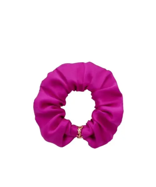 Saint Laurent Cassandre Logo Plaque Scrunchie - Magenta