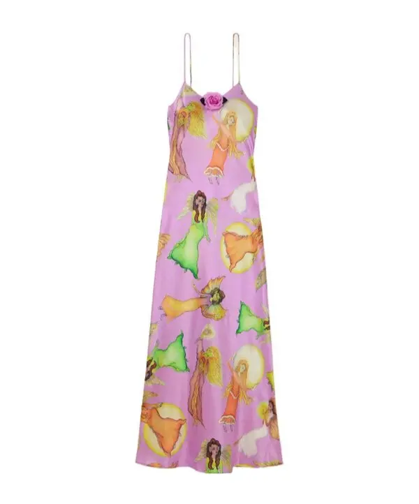 RODARTE Embellished Printed Silk-satin Midi Dress - Multicolor