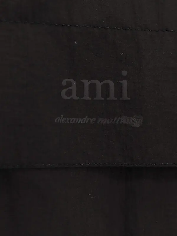 AMI Paris Zip-up Lightweight Jacket With Logo Detailing - Black