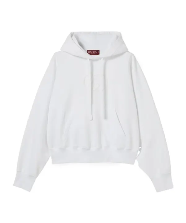 Gucci Brushed Cotton Sweatshirt With Embossed Interlocking G Logo - White