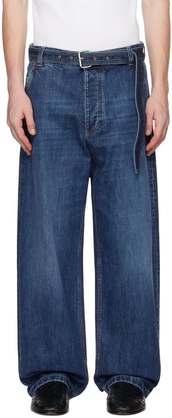 Bottega Veneta Belted Wide-leg Denim Trousers