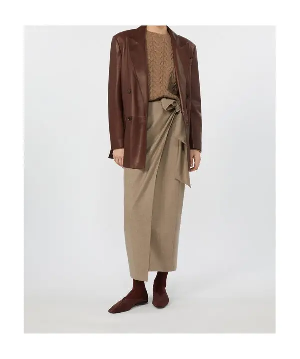 Max Mara Long Stretch-cashmere Skirt - Grey