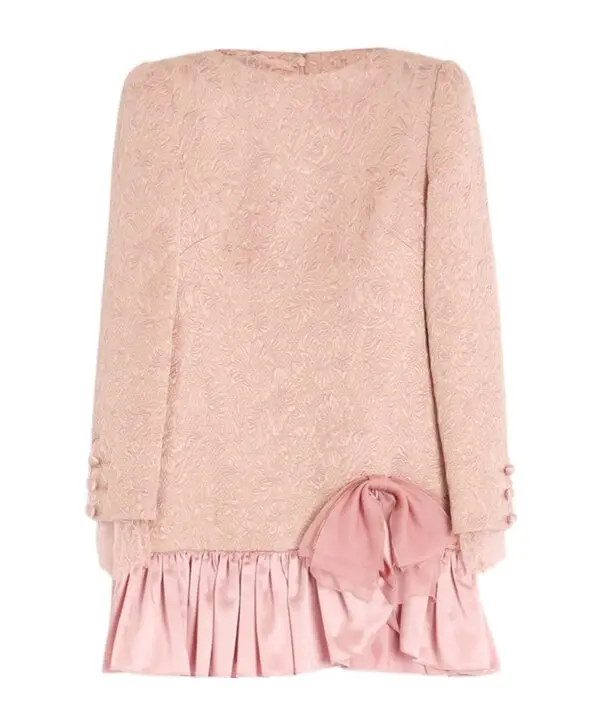 Valentino Garavani Organza Bow And Ruffled Hem Mini Dress - No